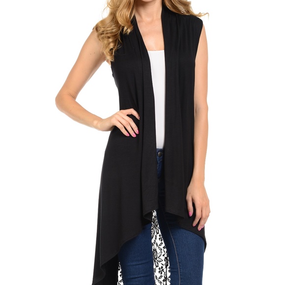 Magic Fit | Jackets & Coats | Black Highlow Vest With Crochet Insert ...